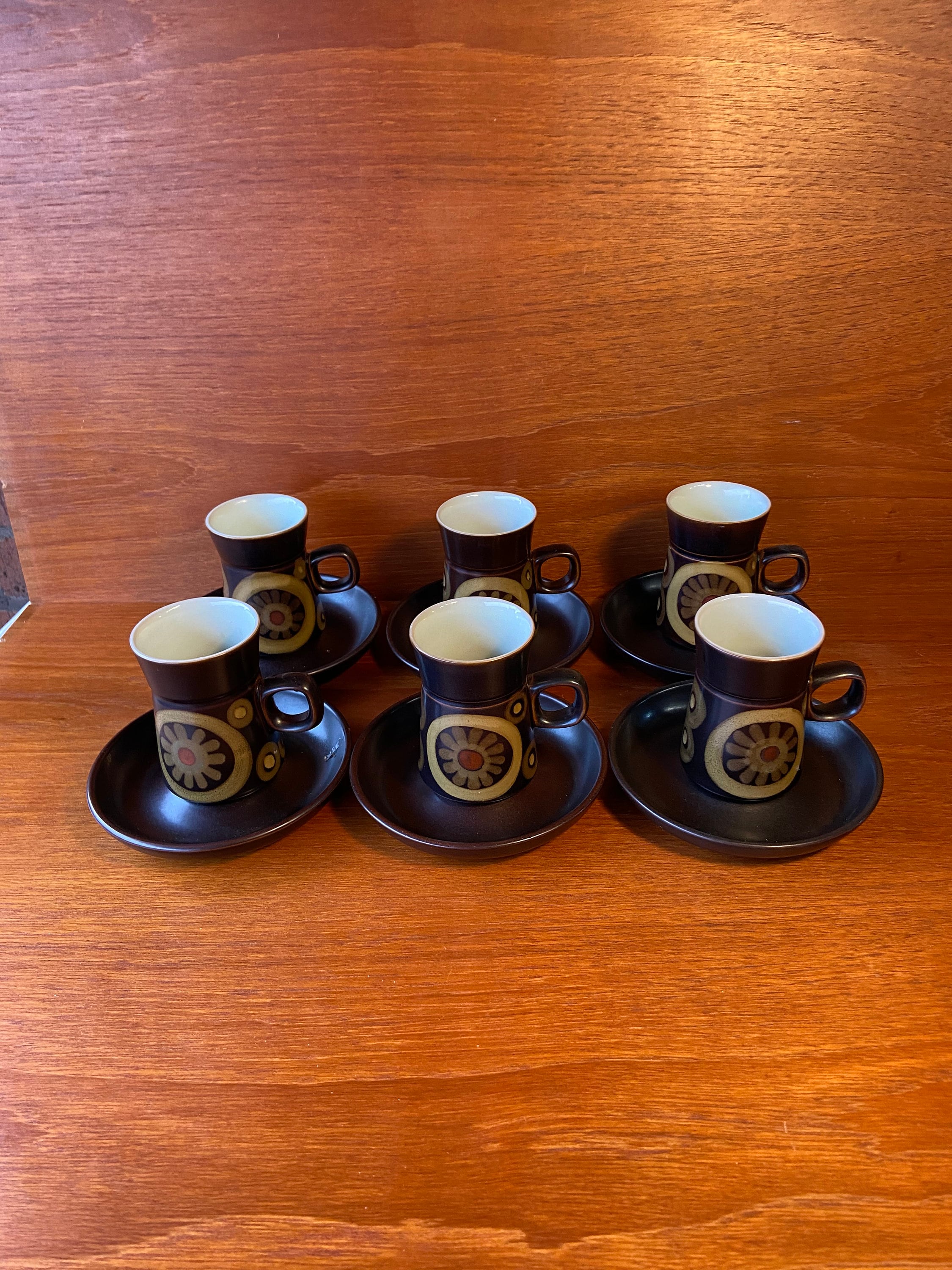 Vintage Denby Arabesque Set of 6 Coffee Cups and Saucers. Retro Coffee Set of 6 - Etsy