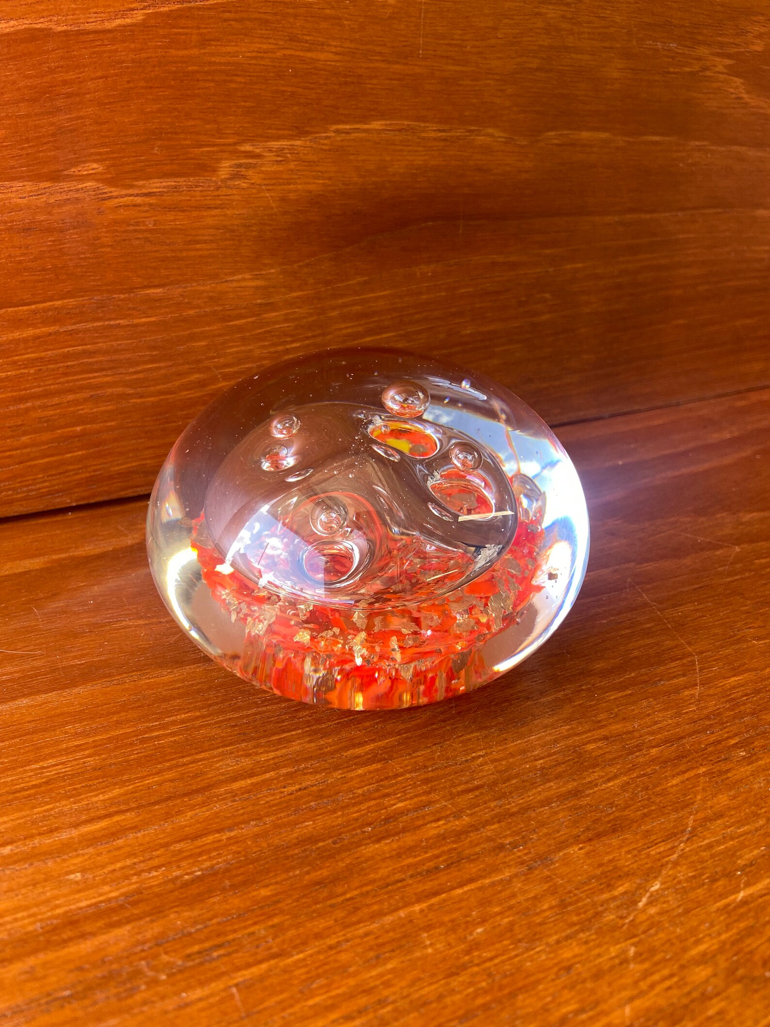 Vintage Orange/gold Speckled Glass Paperweight. Vibrant - Etsy