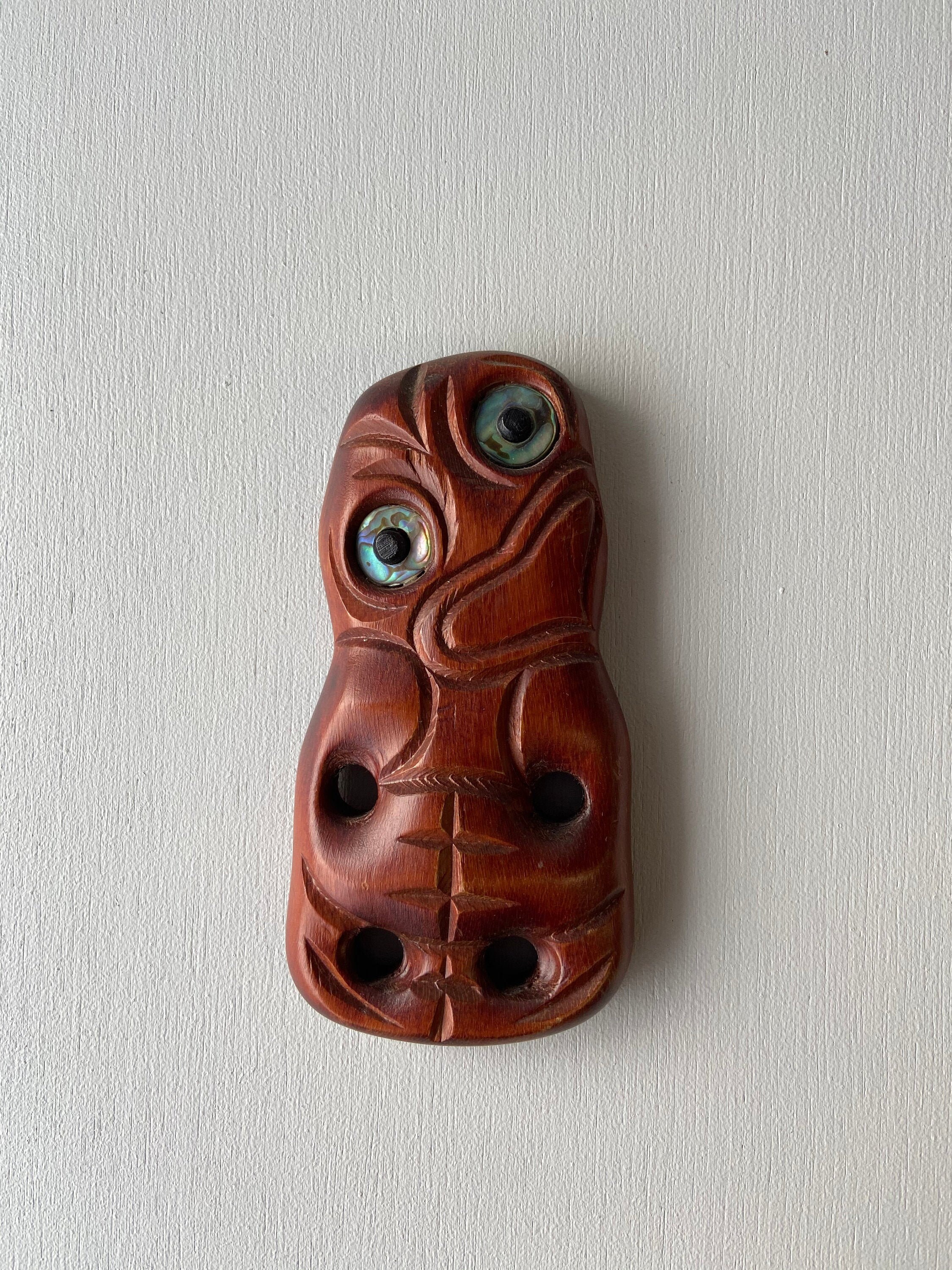 Vintage Hand Carved Wooden Tiki. Good Luck Charm. Symbol of the First ...