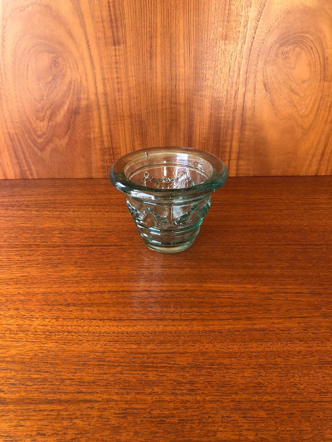 Vintage Glass Pot. Tinted Green Glass Pot. - Etsy