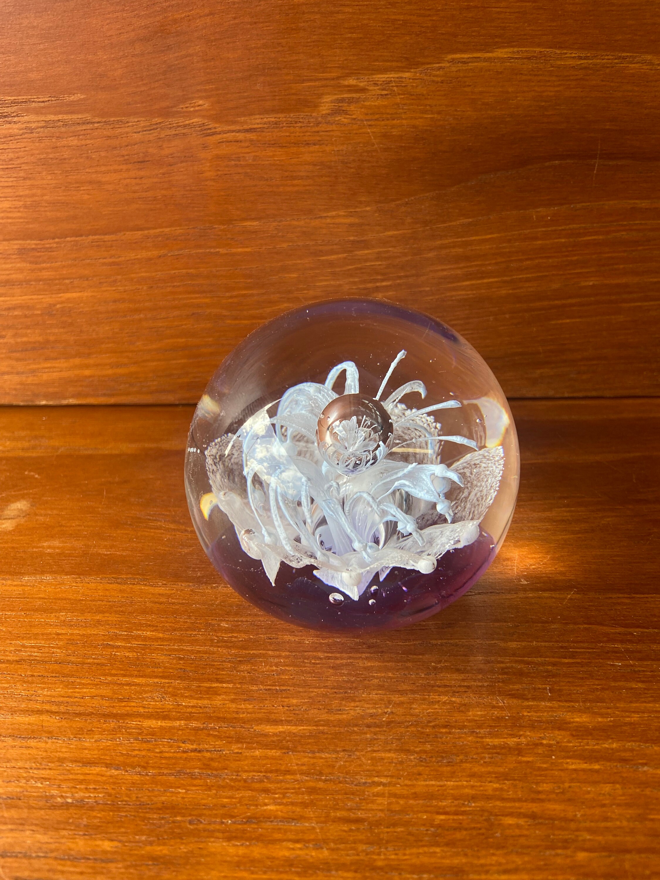 Vintage Lilac/white Glass Paperweight. White and Purple - Etsy