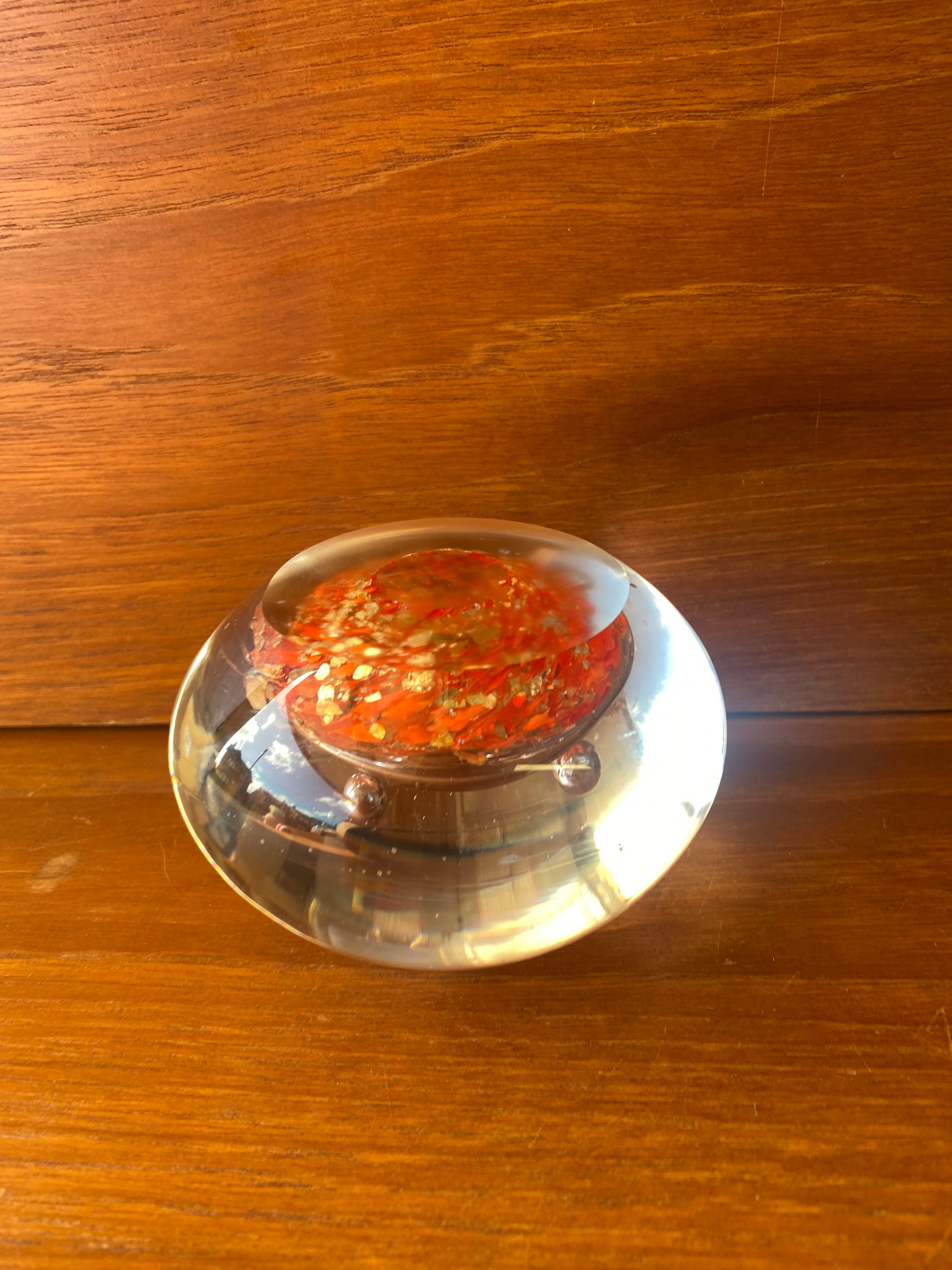 Vintage Orange/gold Speckled Glass Paperweight. Vibrant - Etsy