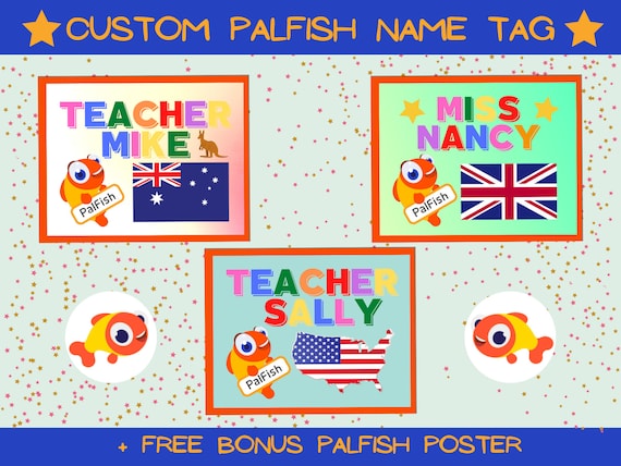 Palfish Customized Name Tag With Flag FREE Bonus Poster | Etsy