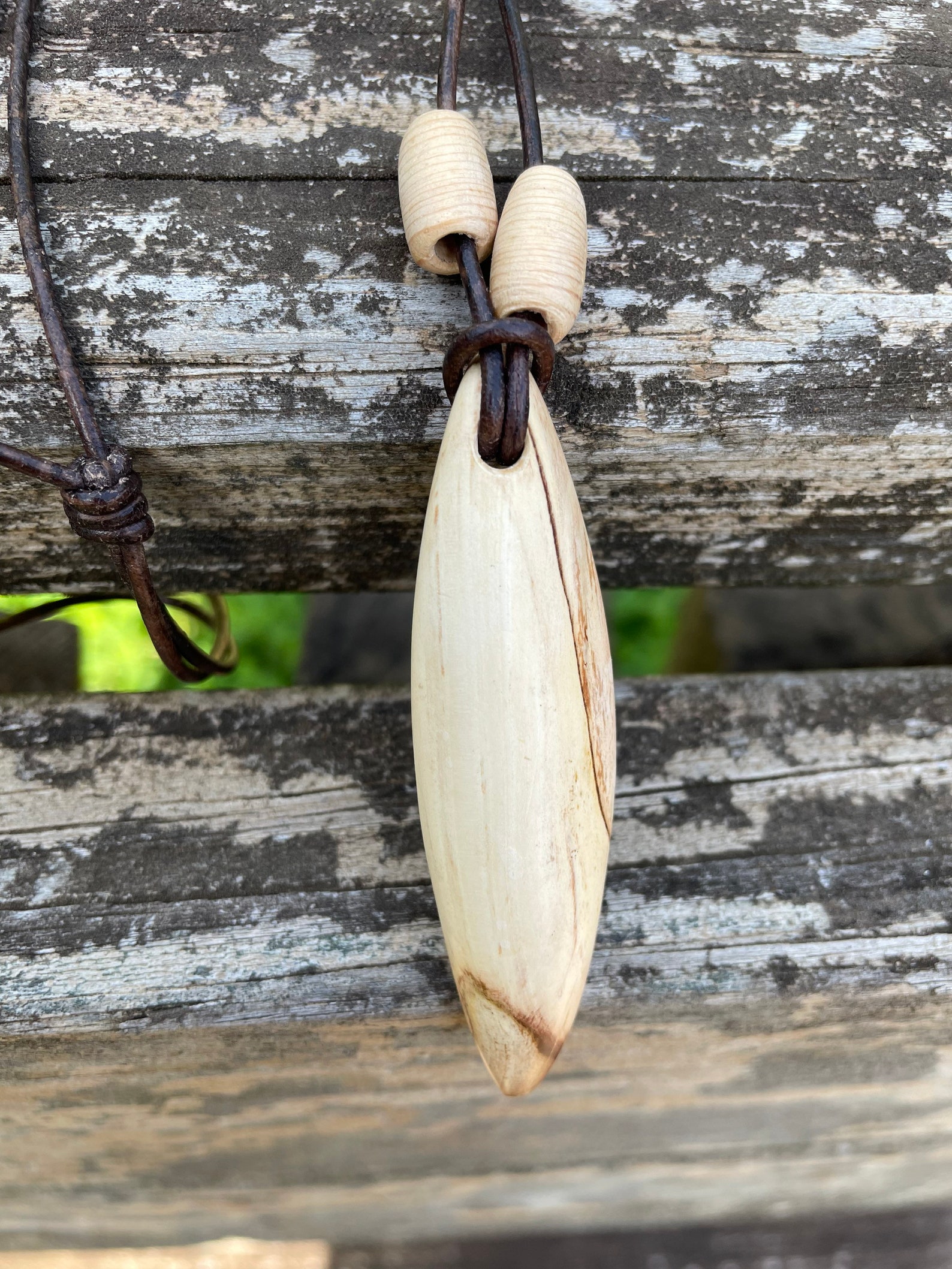 Red Tip Photinia Wood Pendant W/2 Pine Beads - Etsy Canada