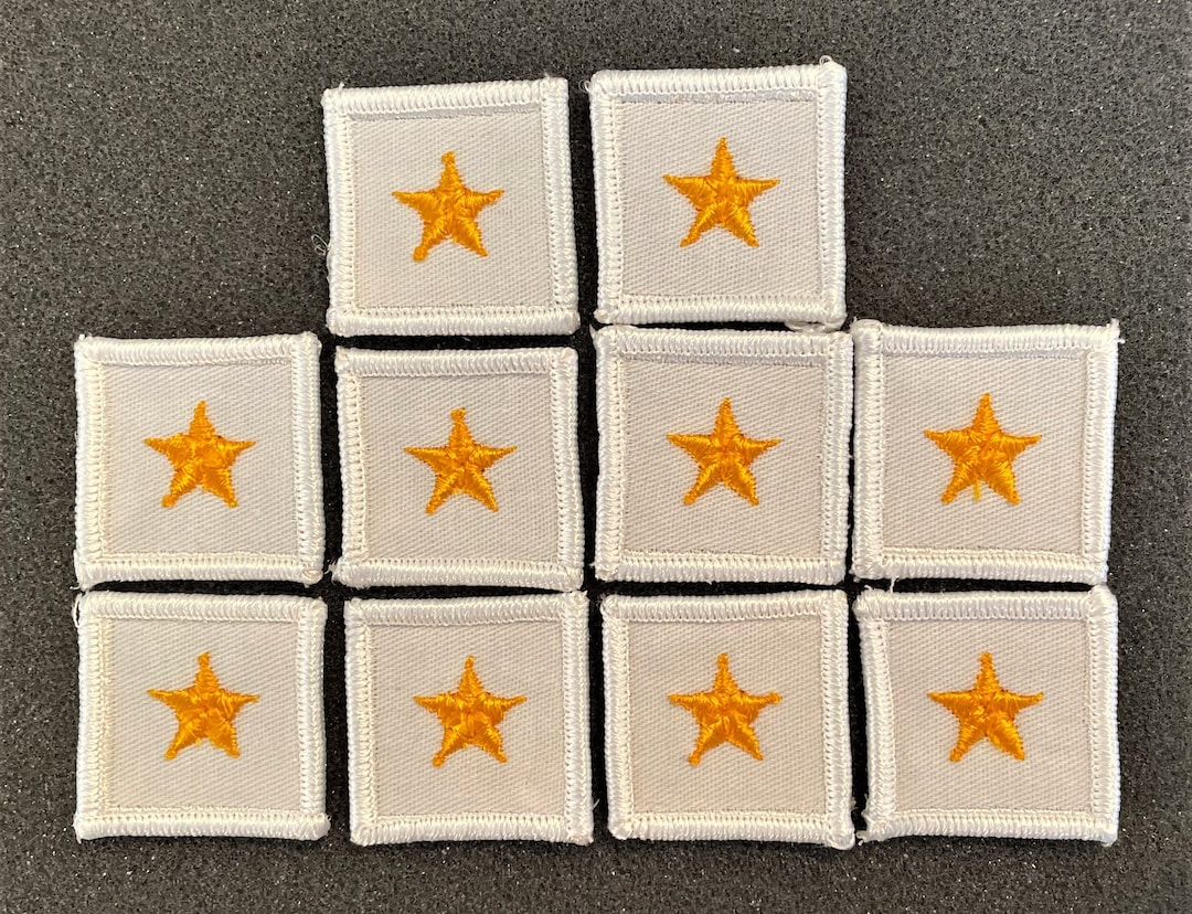 Vintage Lot of (10) SINGLE GOLD STAR Police Rank Insignia Patches on ...