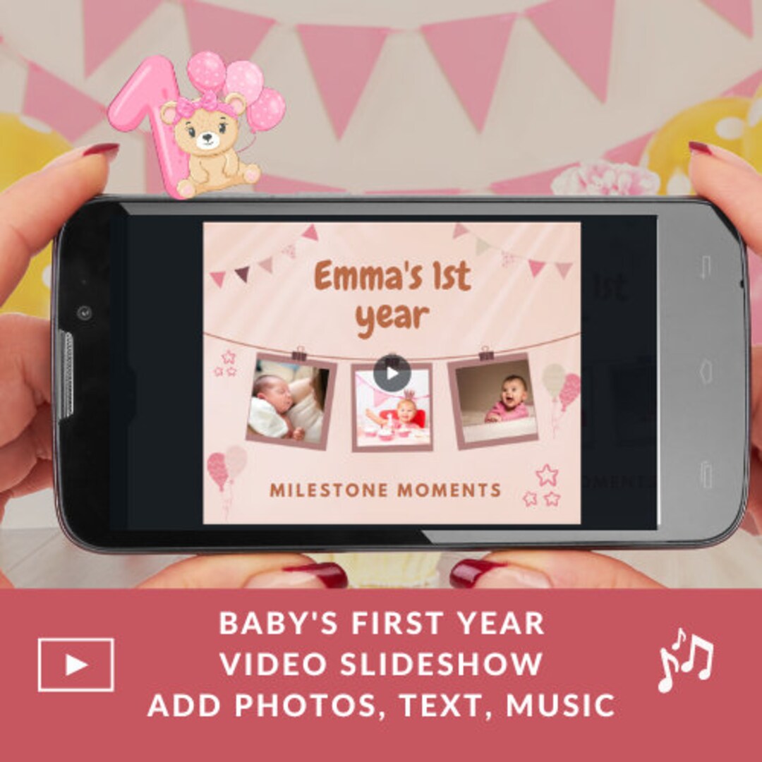 Baby Milestones Video Journal, Animated First Year Photo Album 100 ...