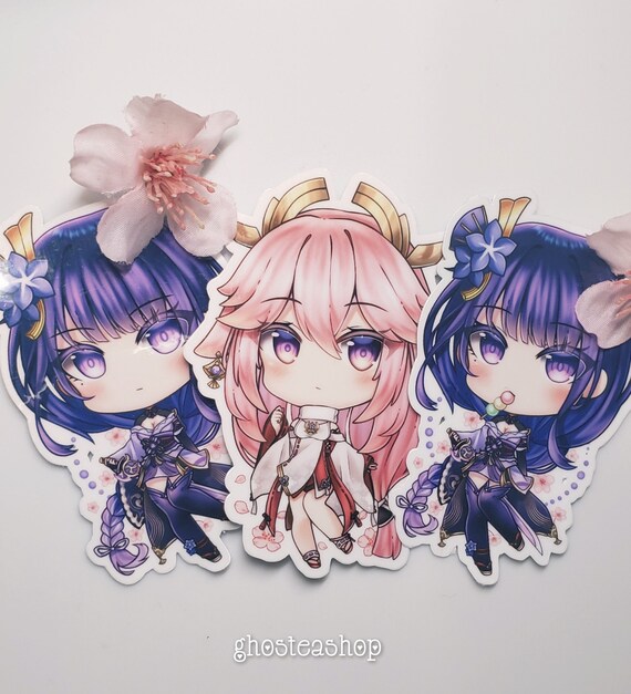 Genshin Impact Yae Miko and Raiden/ei Shogun Vinyl Sticker | Etsy Australia