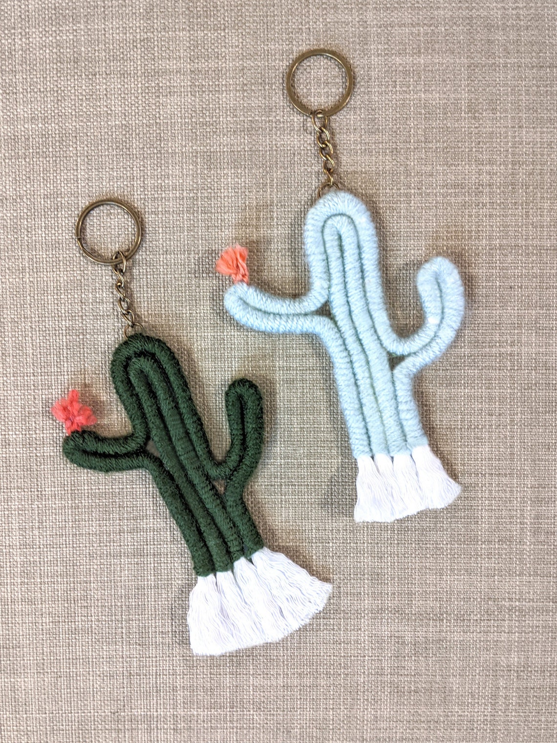 Macrame Cactus Keychain / Boho Macrame Accessory / Modern - Etsy