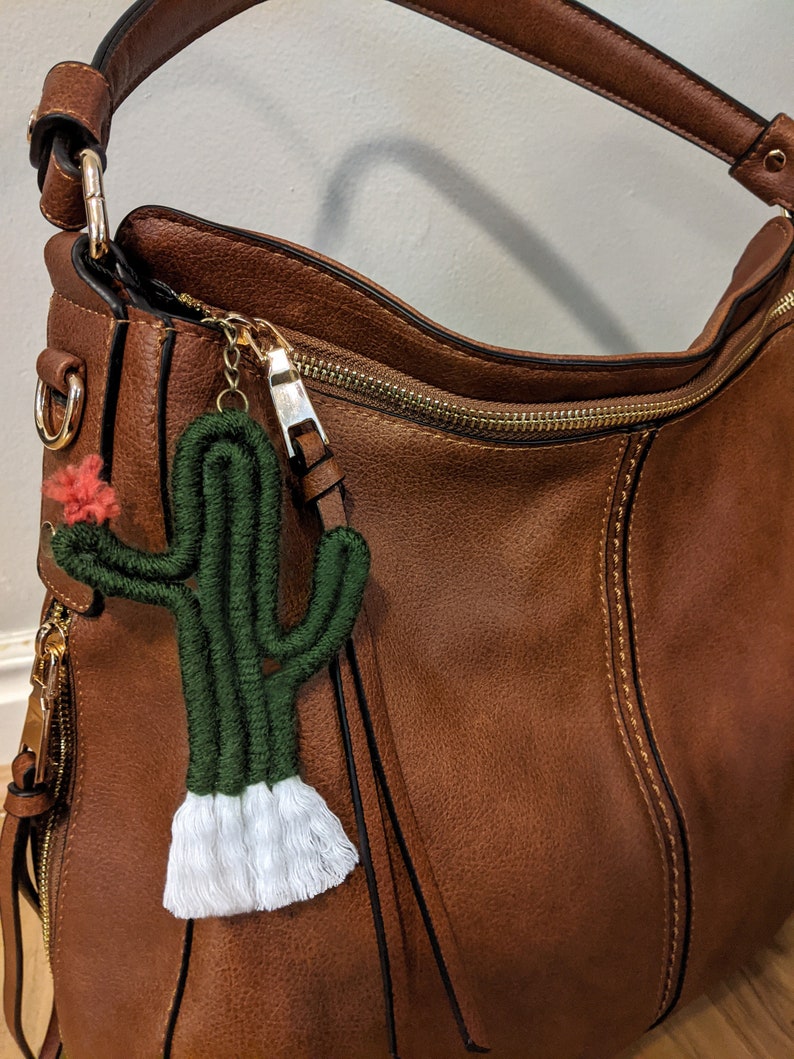Macrame Cactus Keychain / Boho Macrame Accessory / Modern Bohemian ...