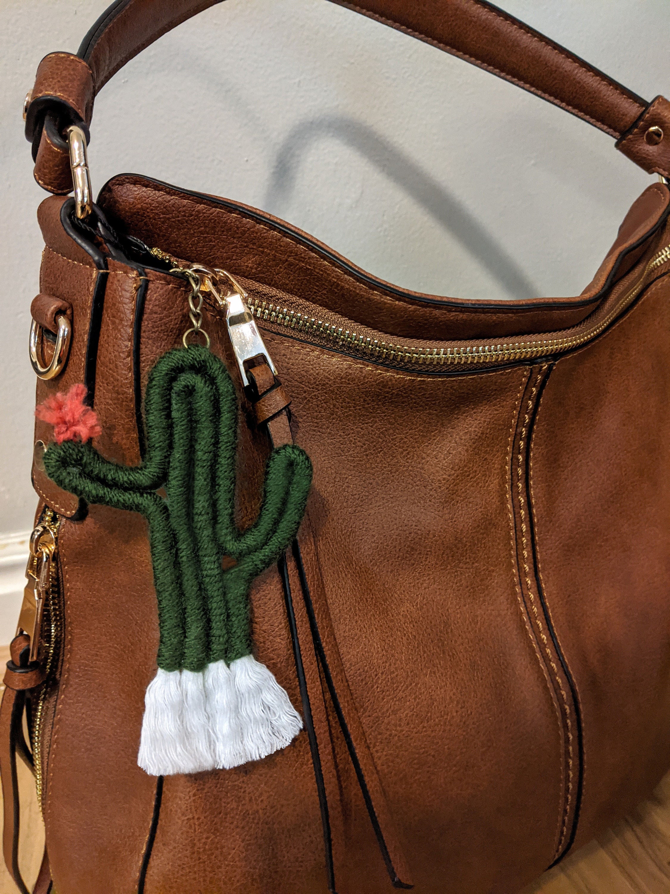 Macrame Cactus Keychain / Boho Macrame Accessory / Modern Bohemian ...