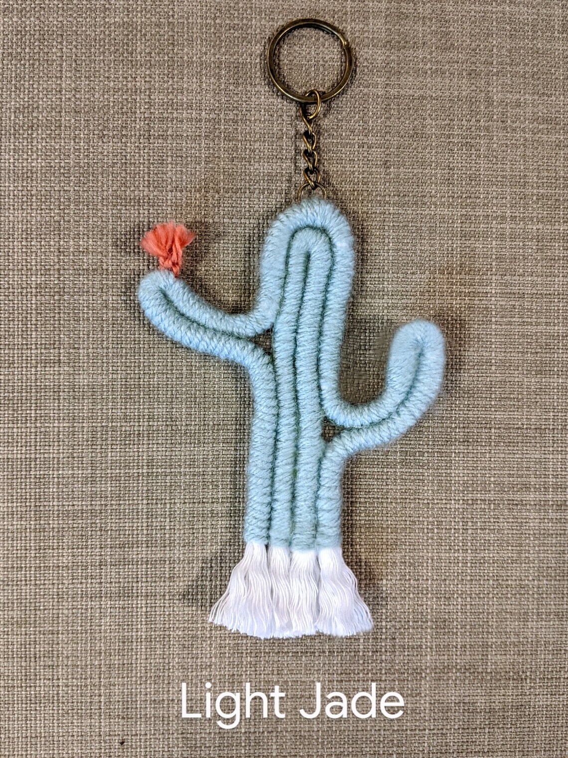 Macrame Cactus Keychain / Boho Macrame Accessory / Modern Bohemian ...
