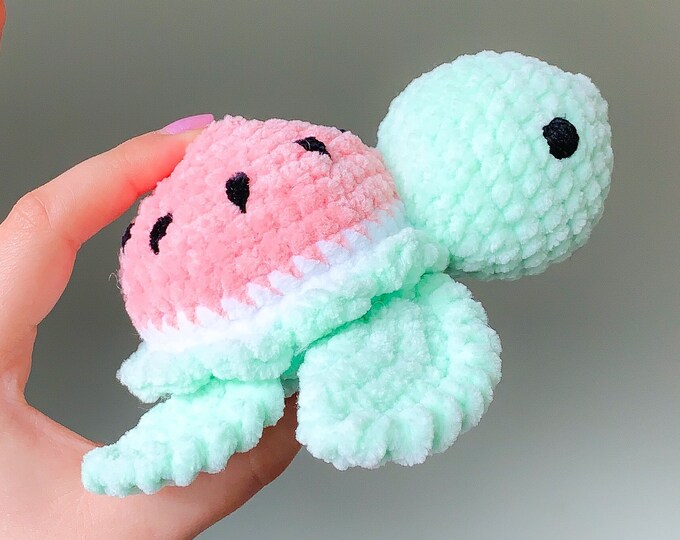 Crochet Turtle Plush Toy, Pastel Turtle Toy, Small Turtle Plushie ...