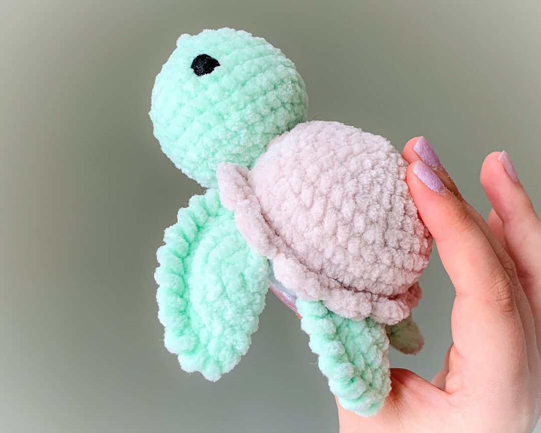 Crochet Turtle Plush Toy, Pastel Turtle Toy, Small Turtle Plushie ...