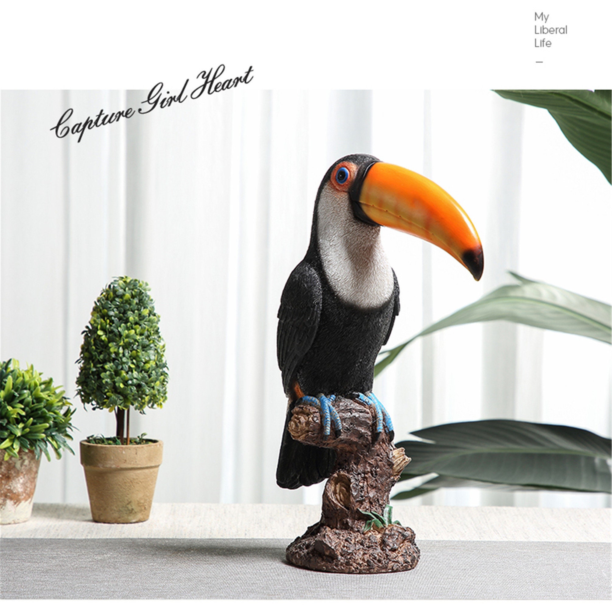 Toucan Statue Sculpture Animal Figurine Standing Bird Figurine | Etsy