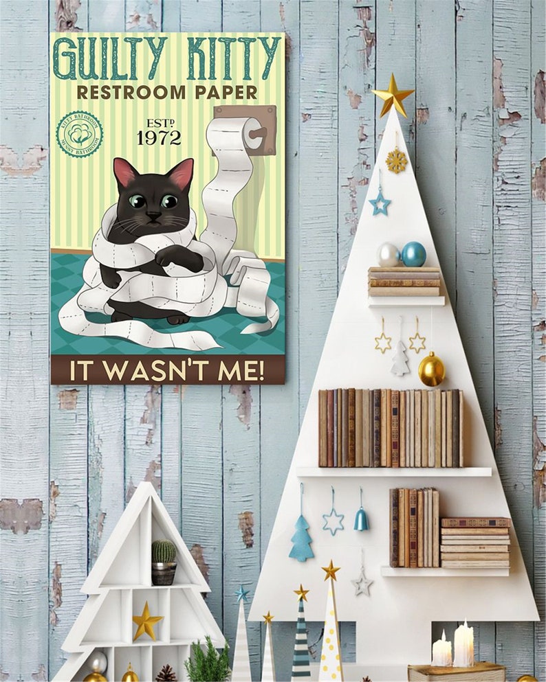 Cat Retro Metal Tin Signs Guilty Kitty Restroom Paper It - Etsy