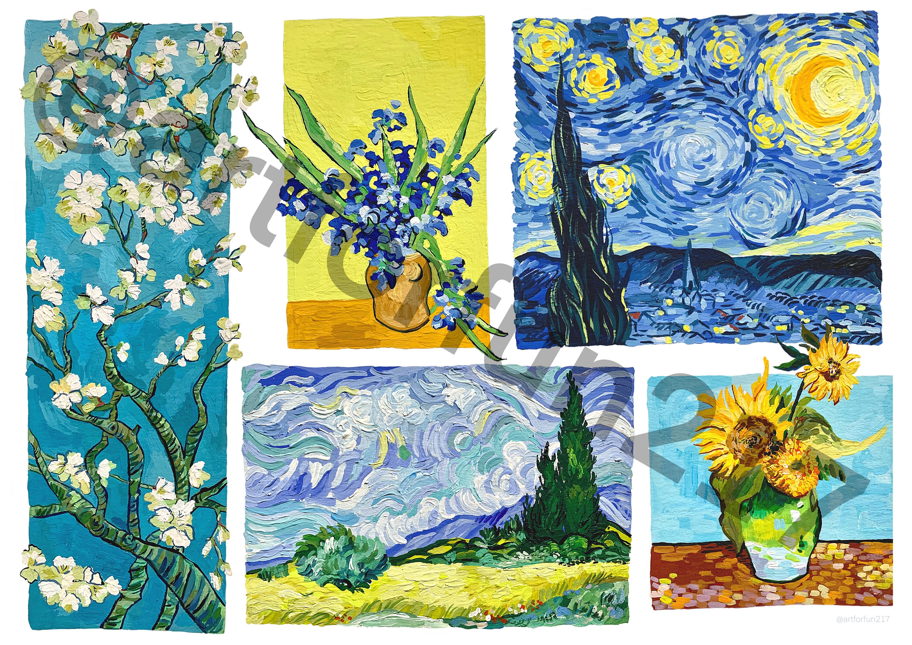 DIGITAL DOWNLOAD - Van Gogh Collage - Almond Blossoms, Wheat Field ...
