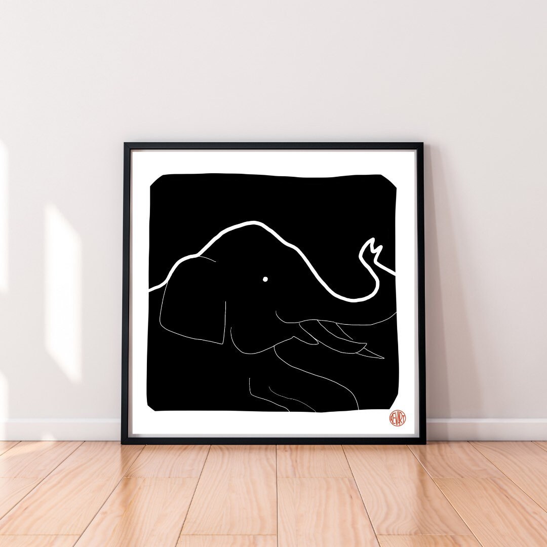 Linocut - Illustration - Animal Portrait - Elephant - Elephant Linocut ...
