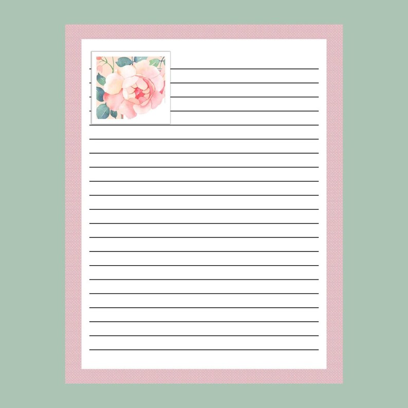 Pink Rose Writing Paper - Etsy