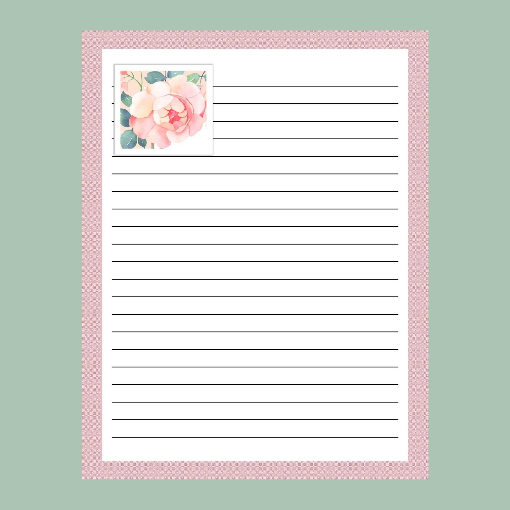 Pink Rose Writing Paper - Etsy