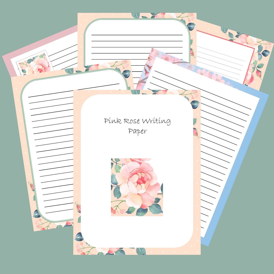 Pink Rose Writing Paper - Etsy