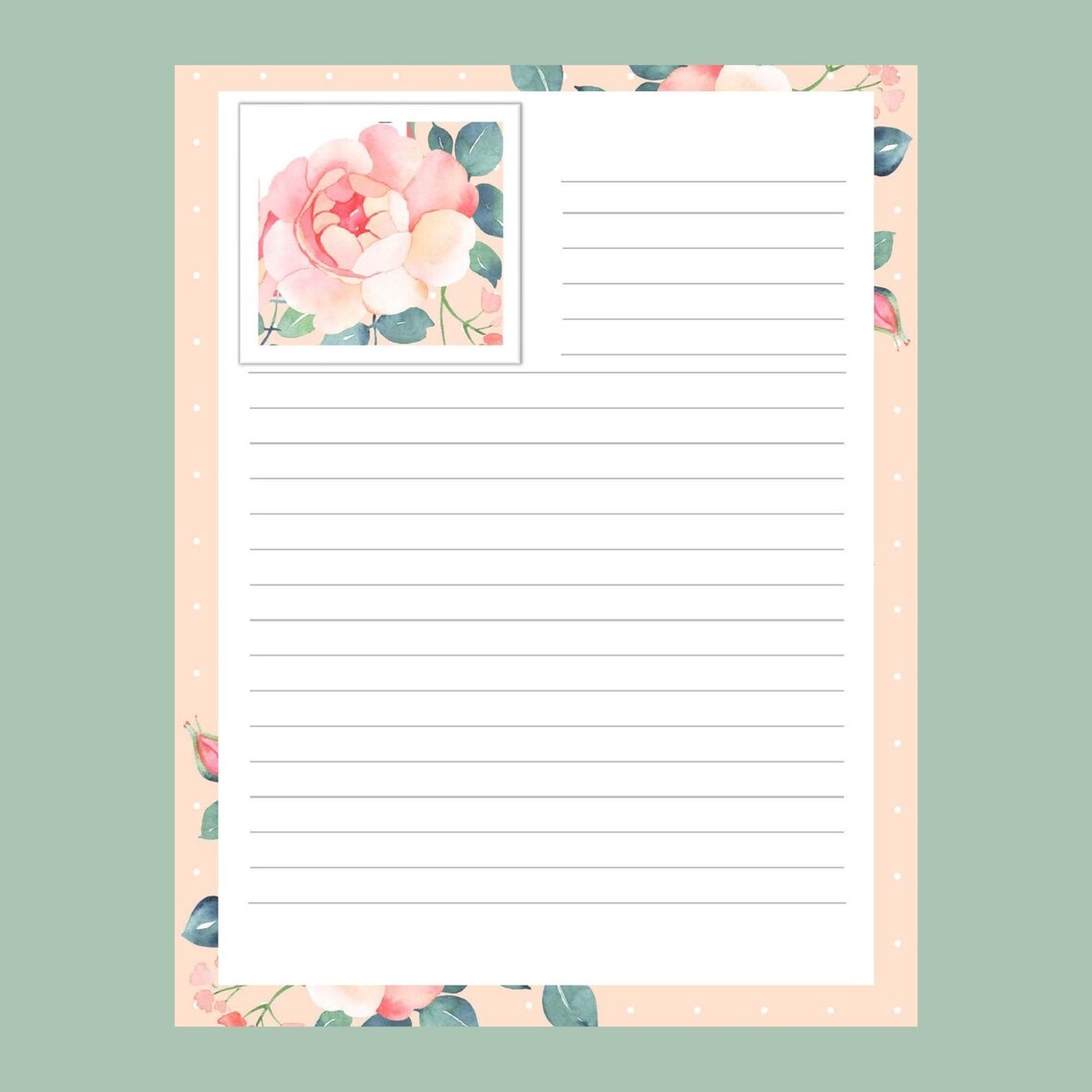 Pink Rose Writing Paper - Etsy