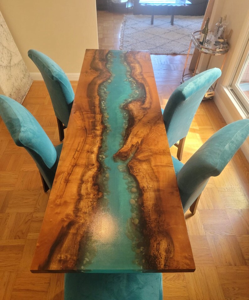 River Rock Epoxy Table/ Epoxy River Table / Dining Resin Table - Etsy