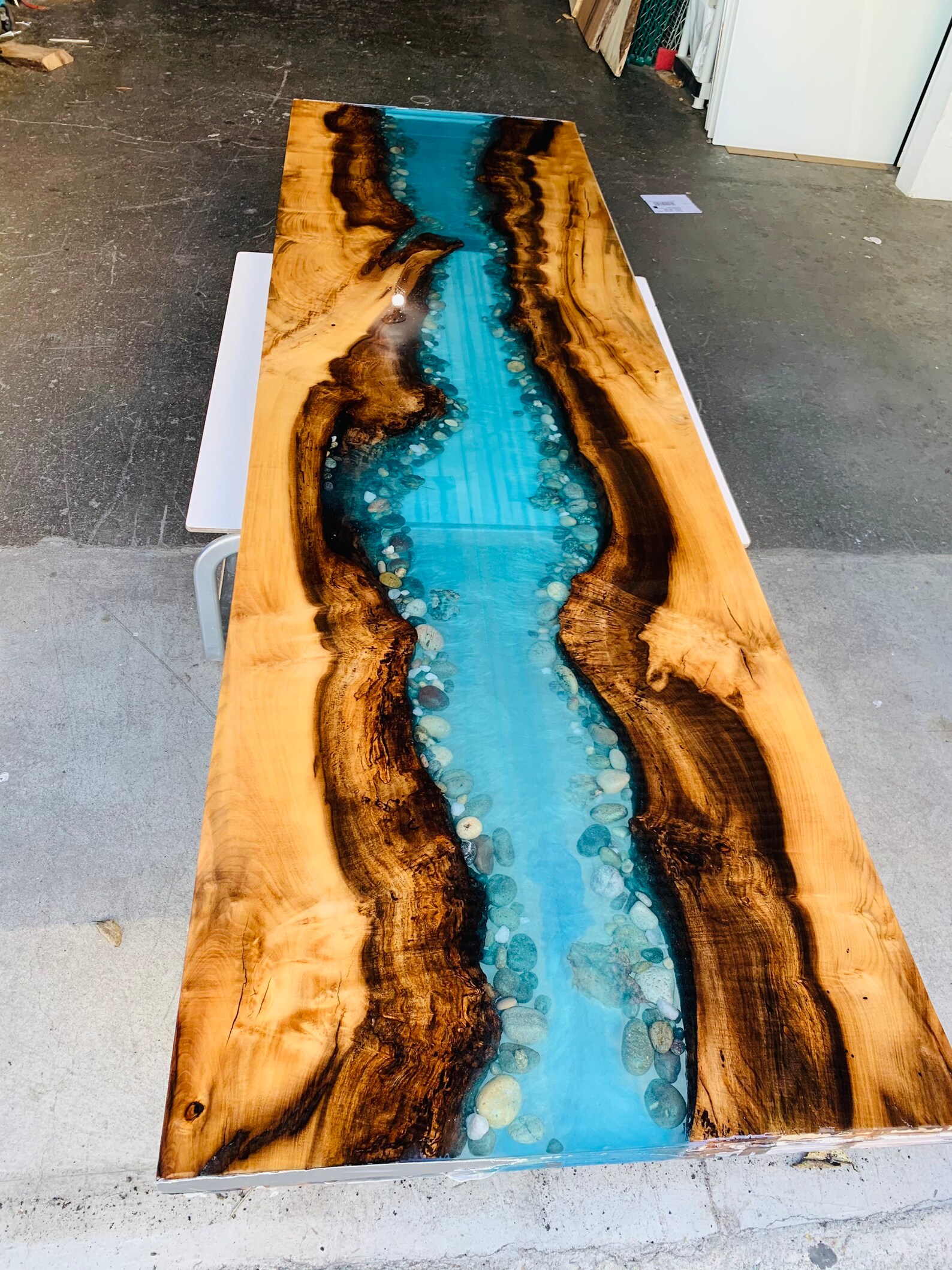 River Rock Epoxy Table/ Epoxy River Table / Dining Resin Table - Etsy