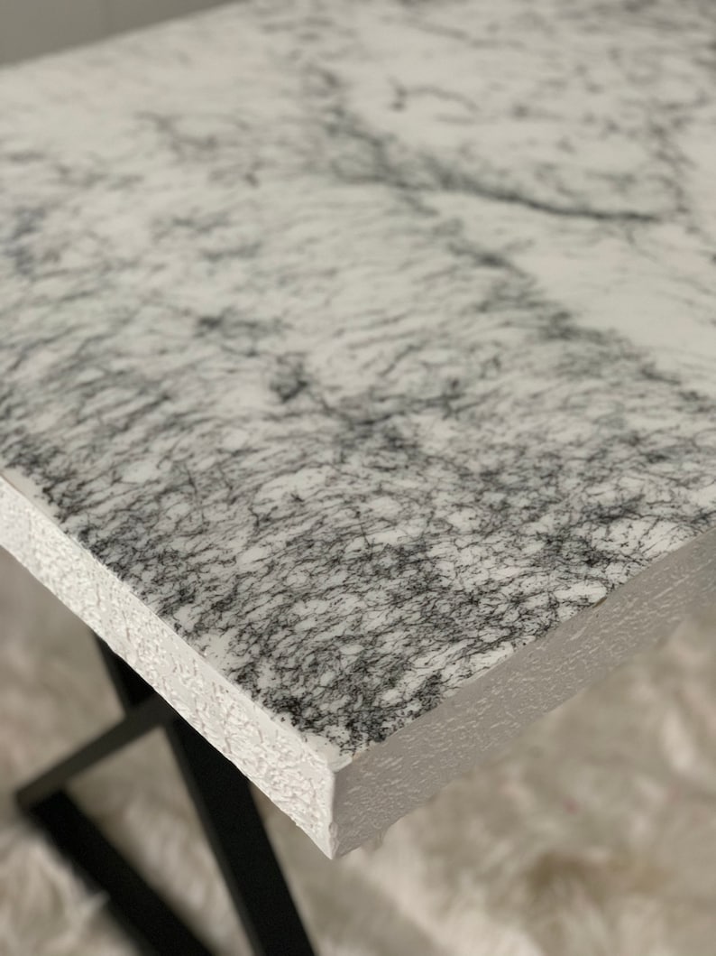 Modern Resin Art Table / White Epoxy Resin Table / Black and | Etsy
