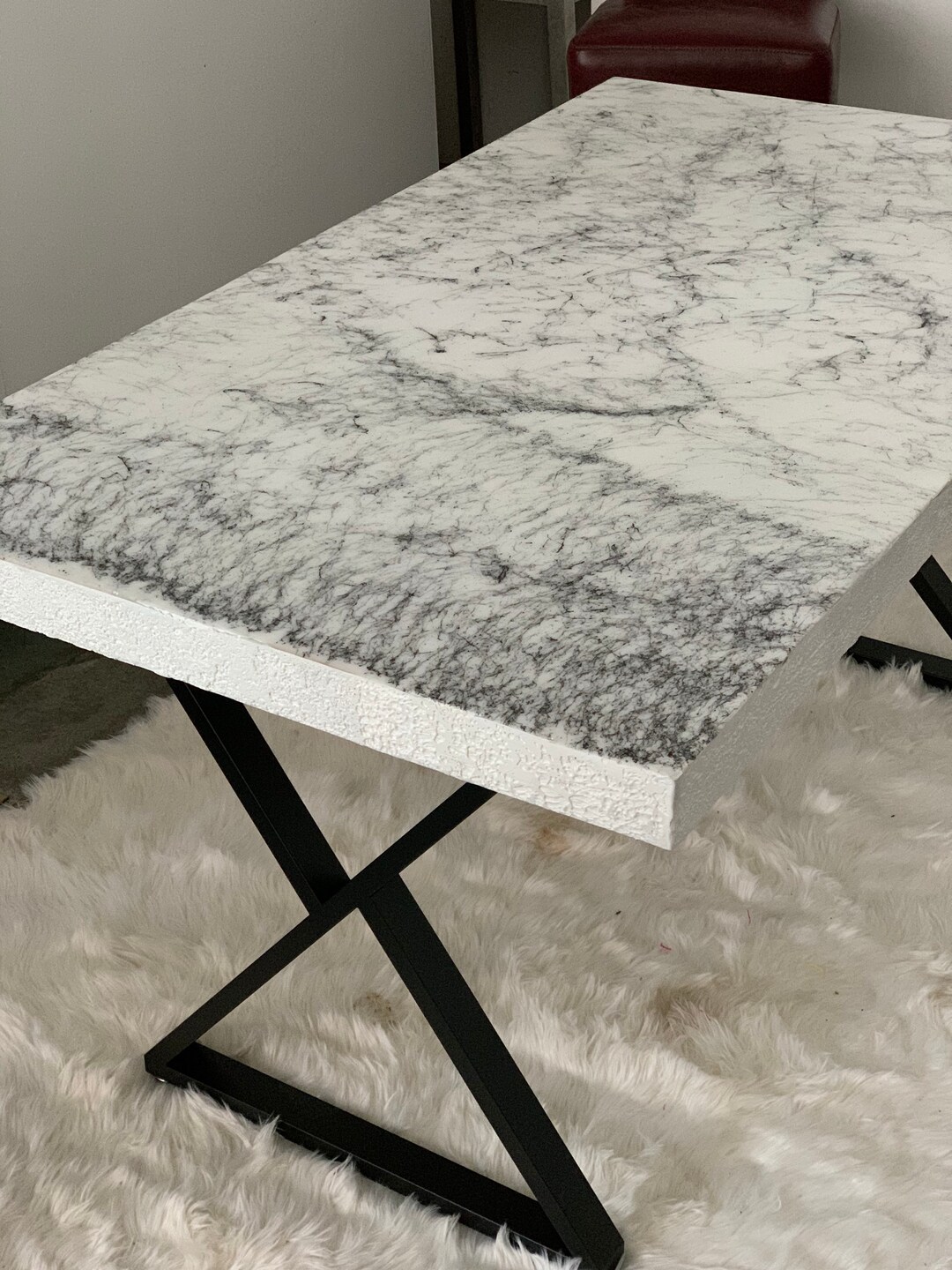 Modern Resin Art Table / White Epoxy Resin Table / Black and White ...