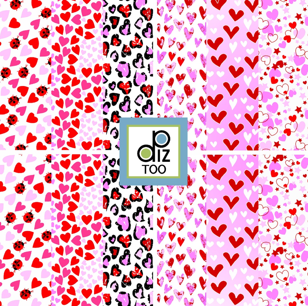 Digital HEARTS Funny Hearts Print Paper Downloadable Cards Scrapbooks ...