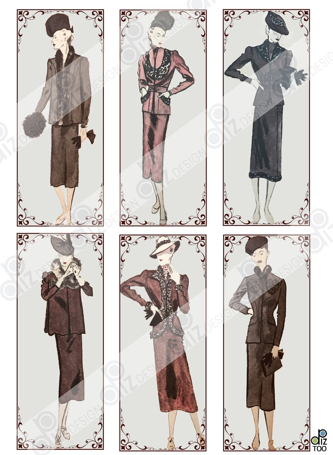 1938 Dresses Fashion Digital Download Junk Journals Scrapbook Cards ...