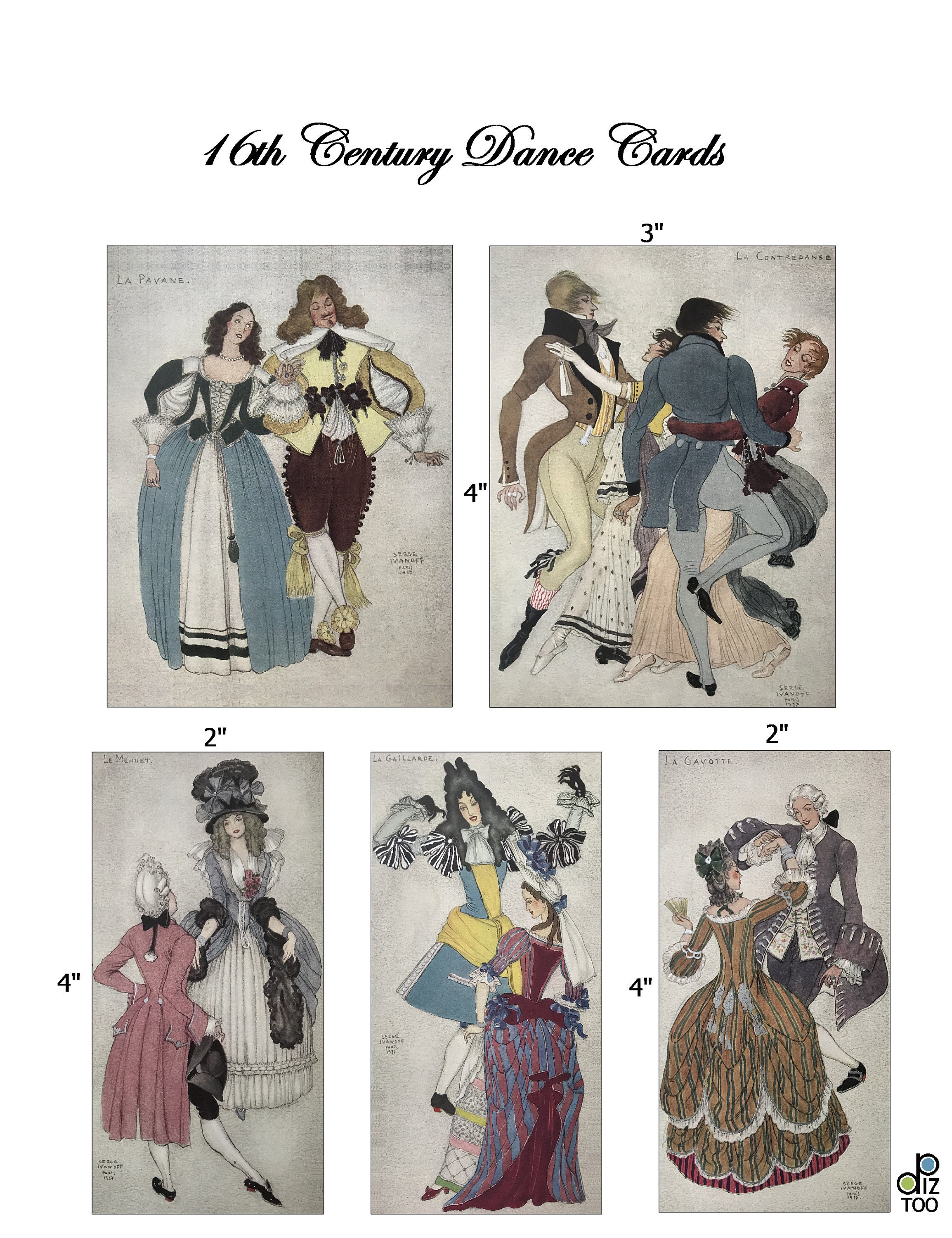 Digital Vintage 16th Century Dance Cards Renaissance Victorian ...