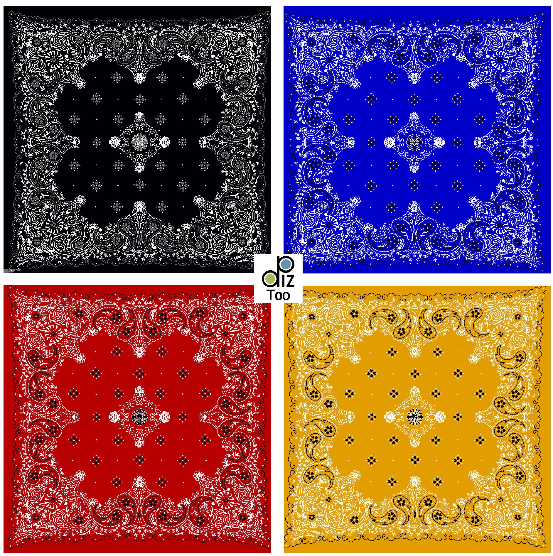 Digital Bandana Print Party Paper Craft Paper Western Paper Cards ...