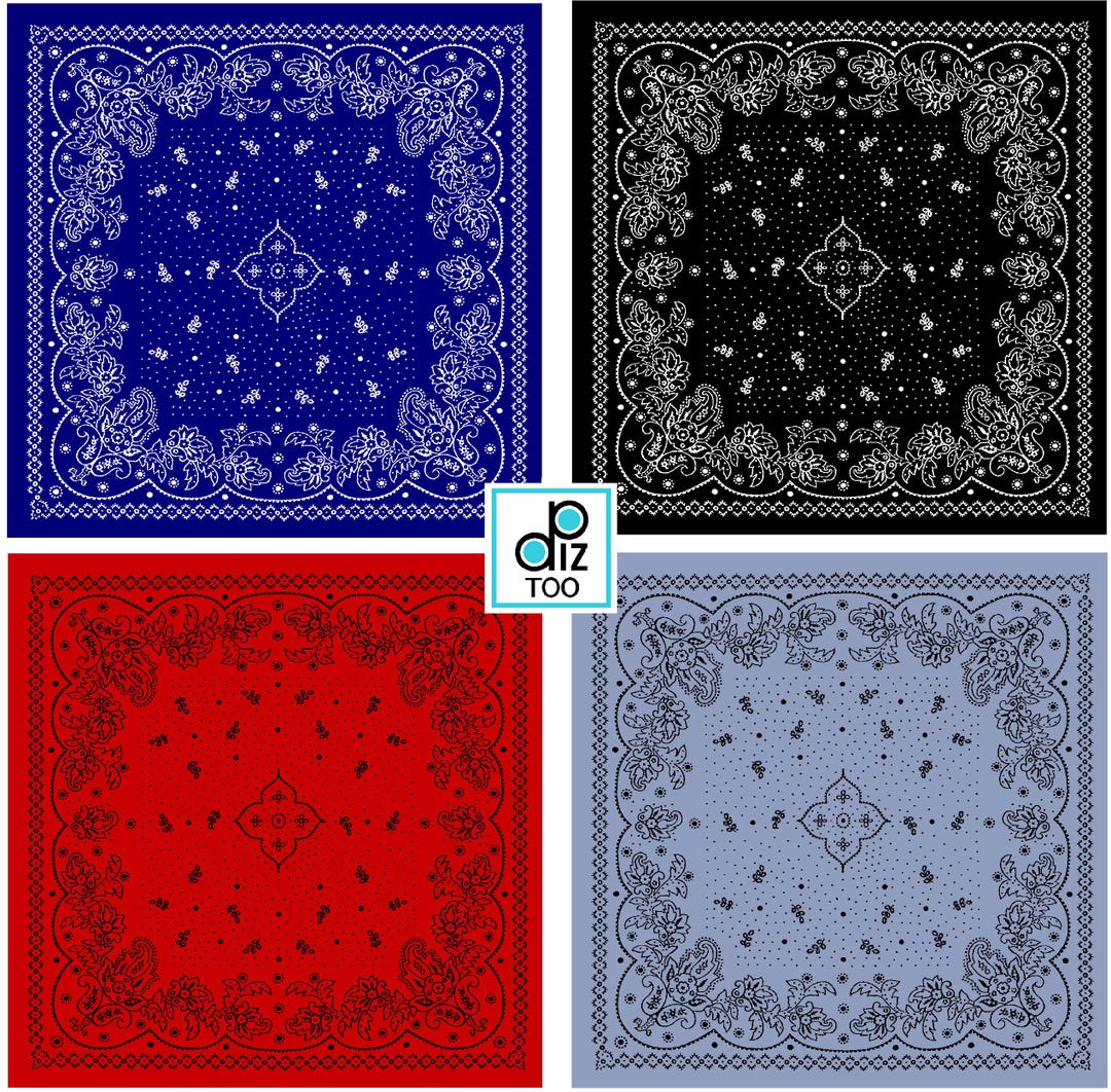 Digital Bandana Paper Print 8 X 8 and 12 X 12 Party Paper Gift Wrap and ...