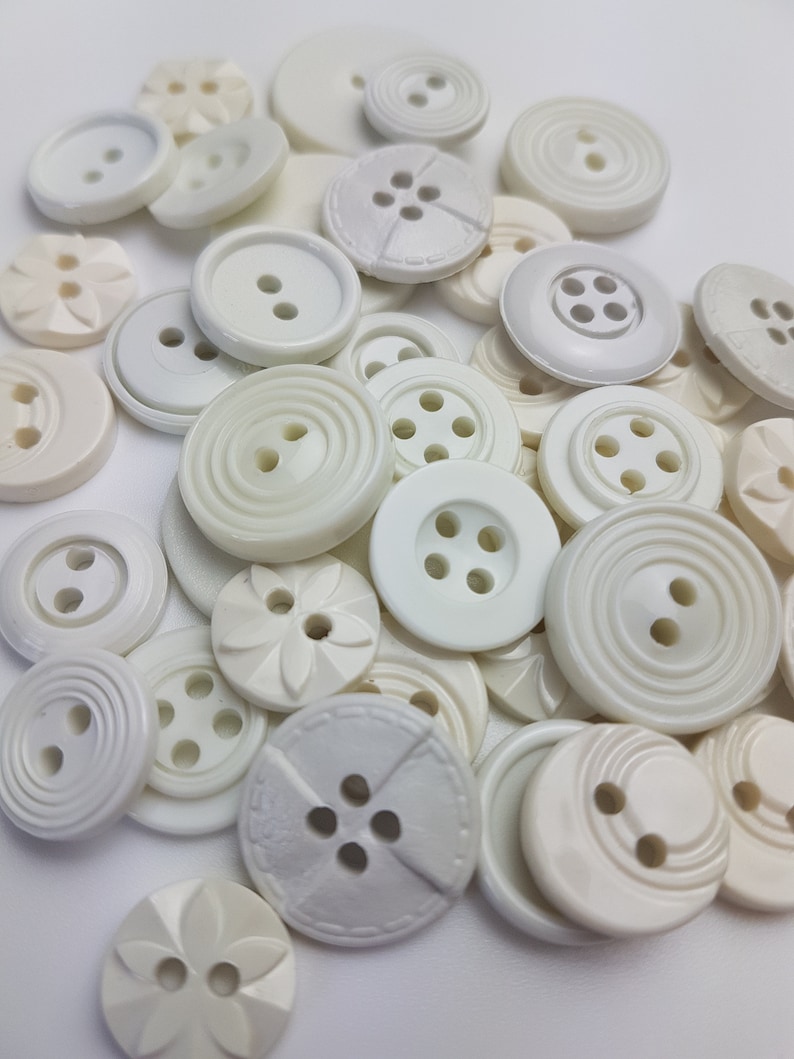 Button Craft Vintage Assorted White Buttons Nylon - Etsy