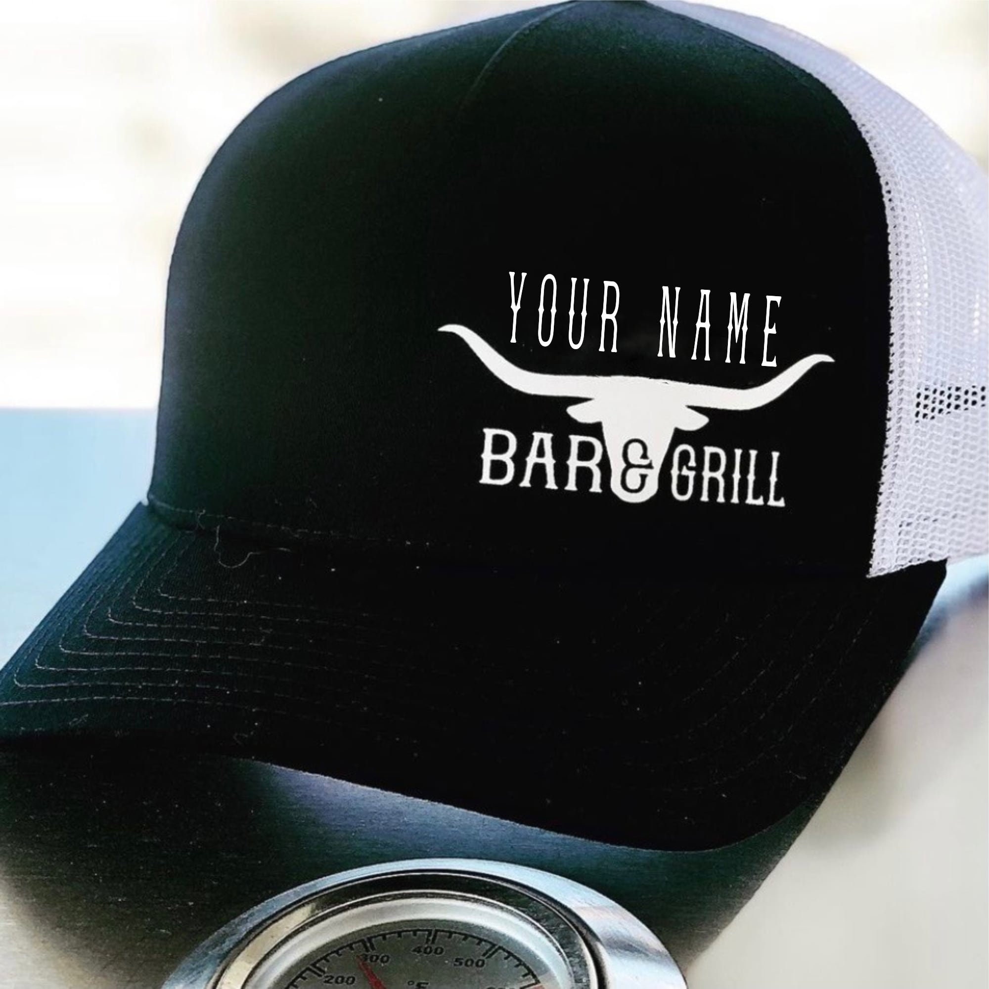 Your Name Bar and Grill, Grilling Hat, Gifts for Him, BBQ Hats, Custom ...