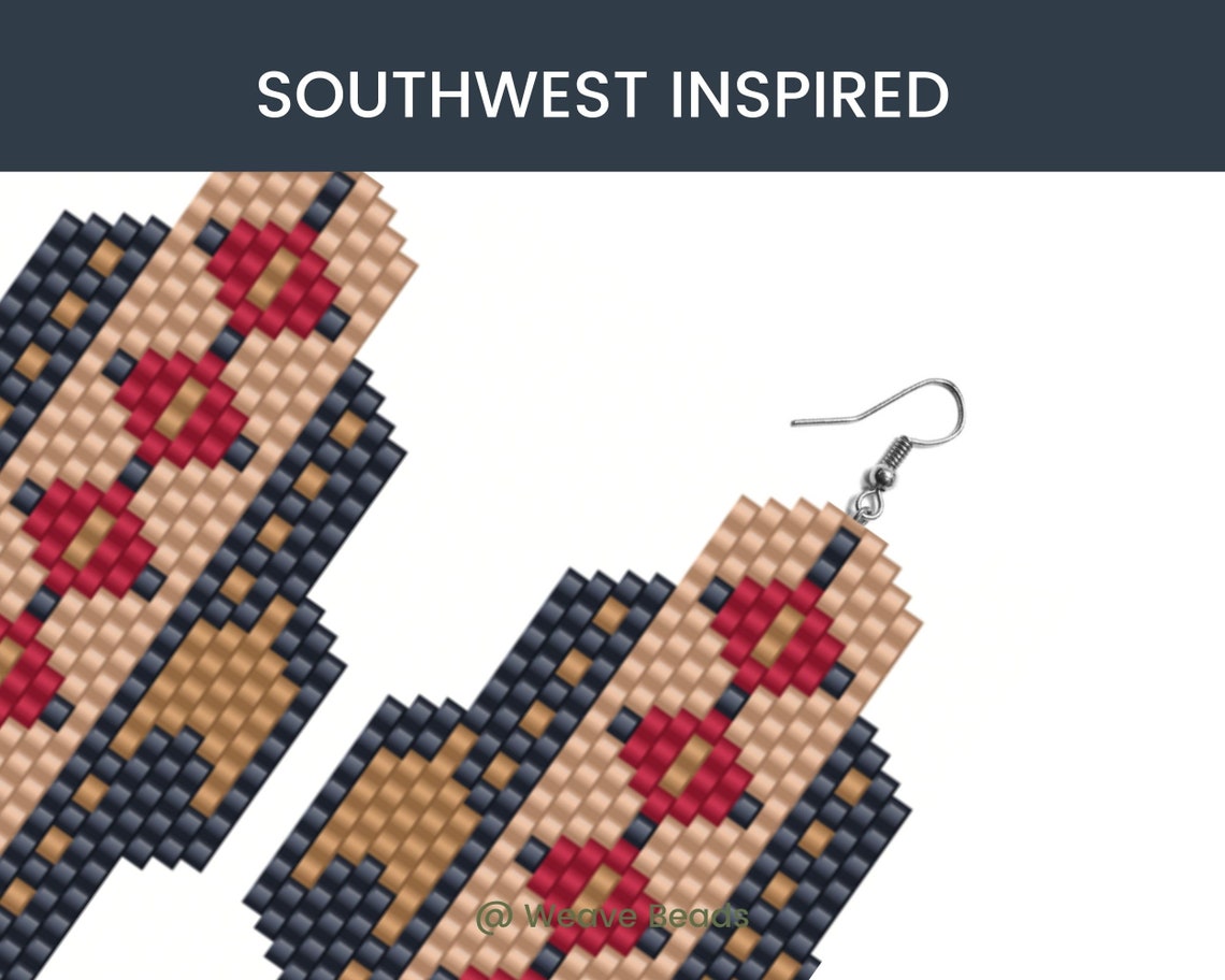 Seed Bead Brick Stitch Earrings Pattern, Navy Blue Pendant Earrings ...