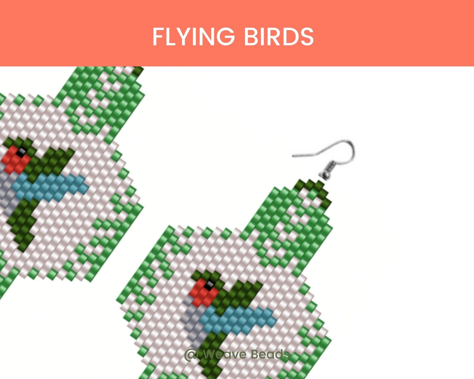 Bird Bead Earrings Pattern, Seed Bead Pendant Earrings, Dangle Bead ...