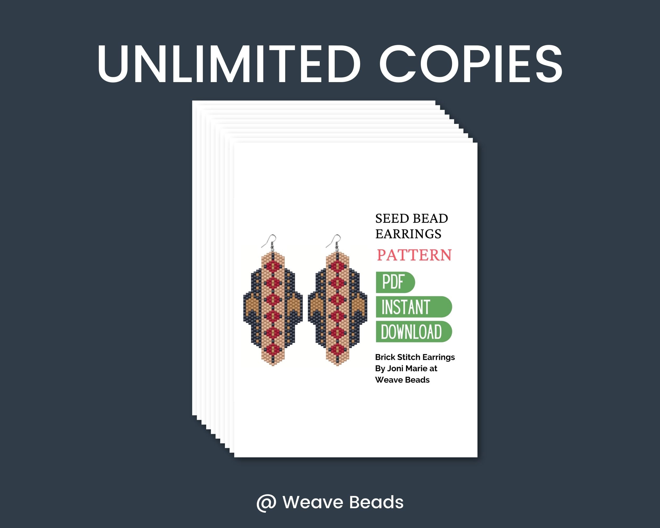 Seed Bead Brick Stitch Earrings Pattern, Navy Blue Pendant Earrings ...