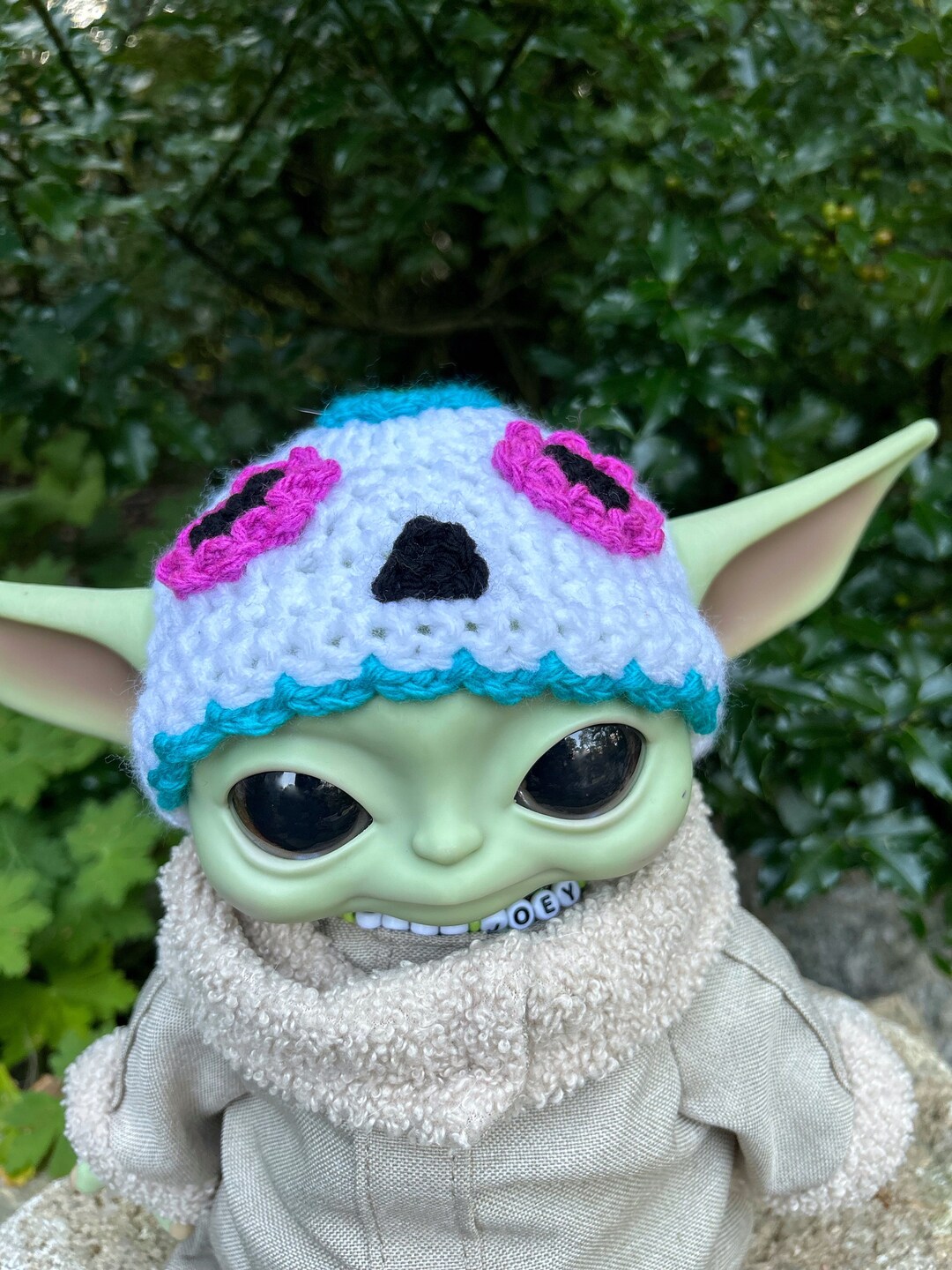 Baby Yoda Sugar Skull Magenta and Sea Blue Toque - Etsy