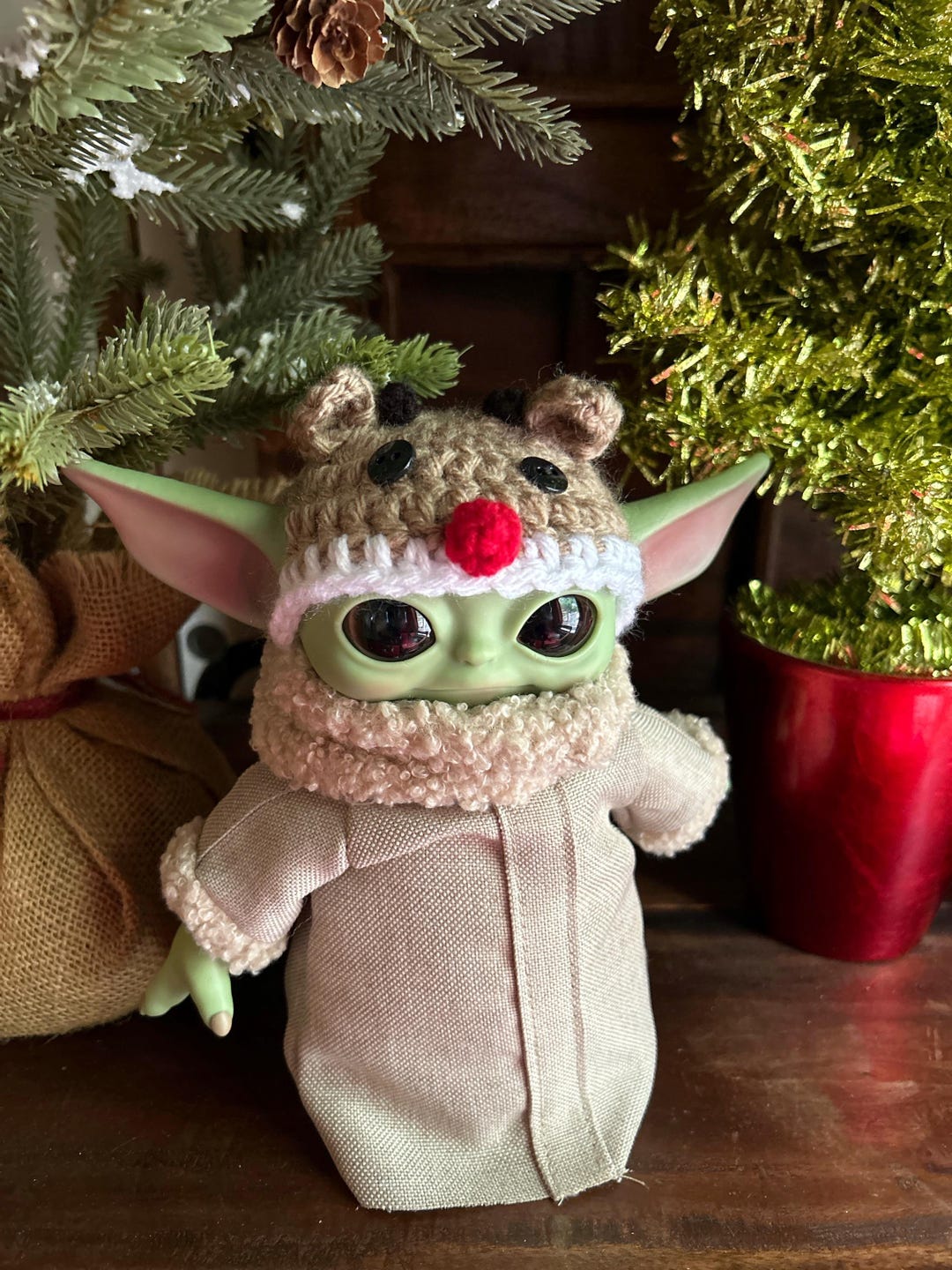 Baby Yoda Tiny Tuque Rudolph, for 7 Doll - Etsy