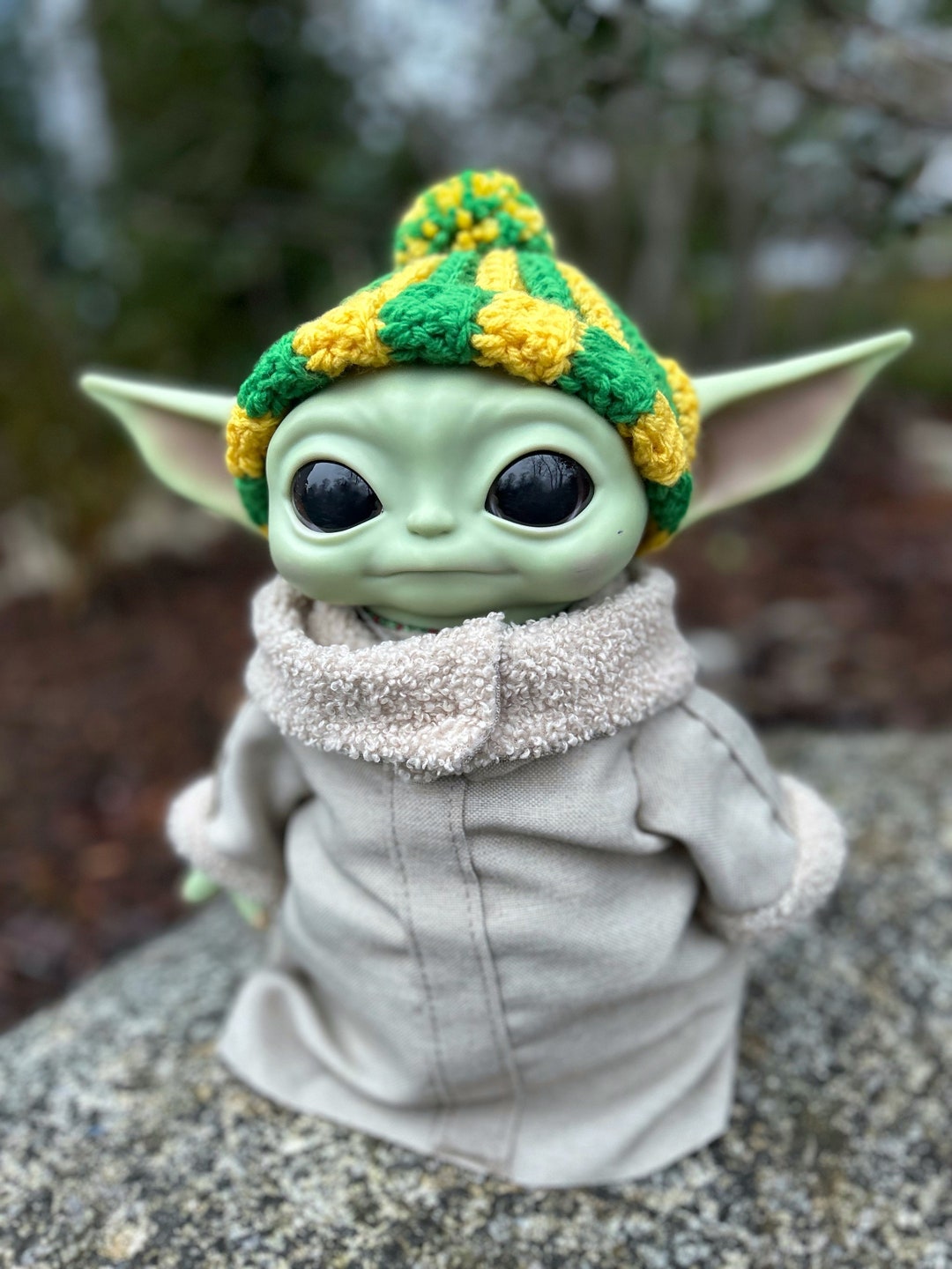 Baby Yoda , Green and Gold Ribbed Tuque, Baby Yoda Hat - Etsy