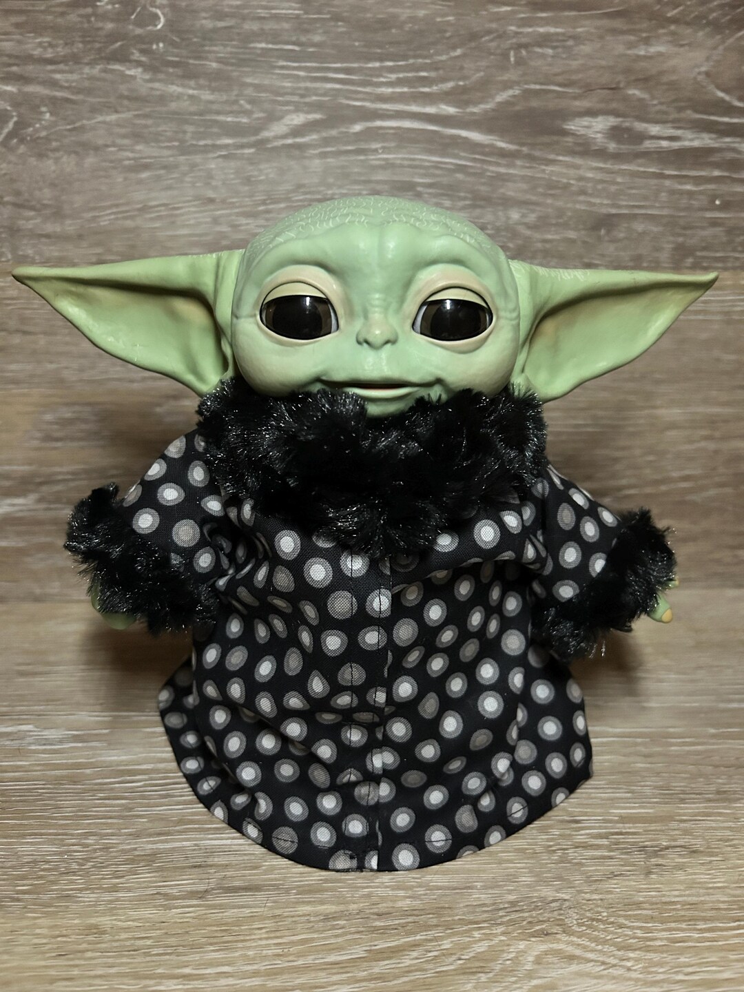 8 Baby Yoda Robe, Black Polka Dots - Etsy