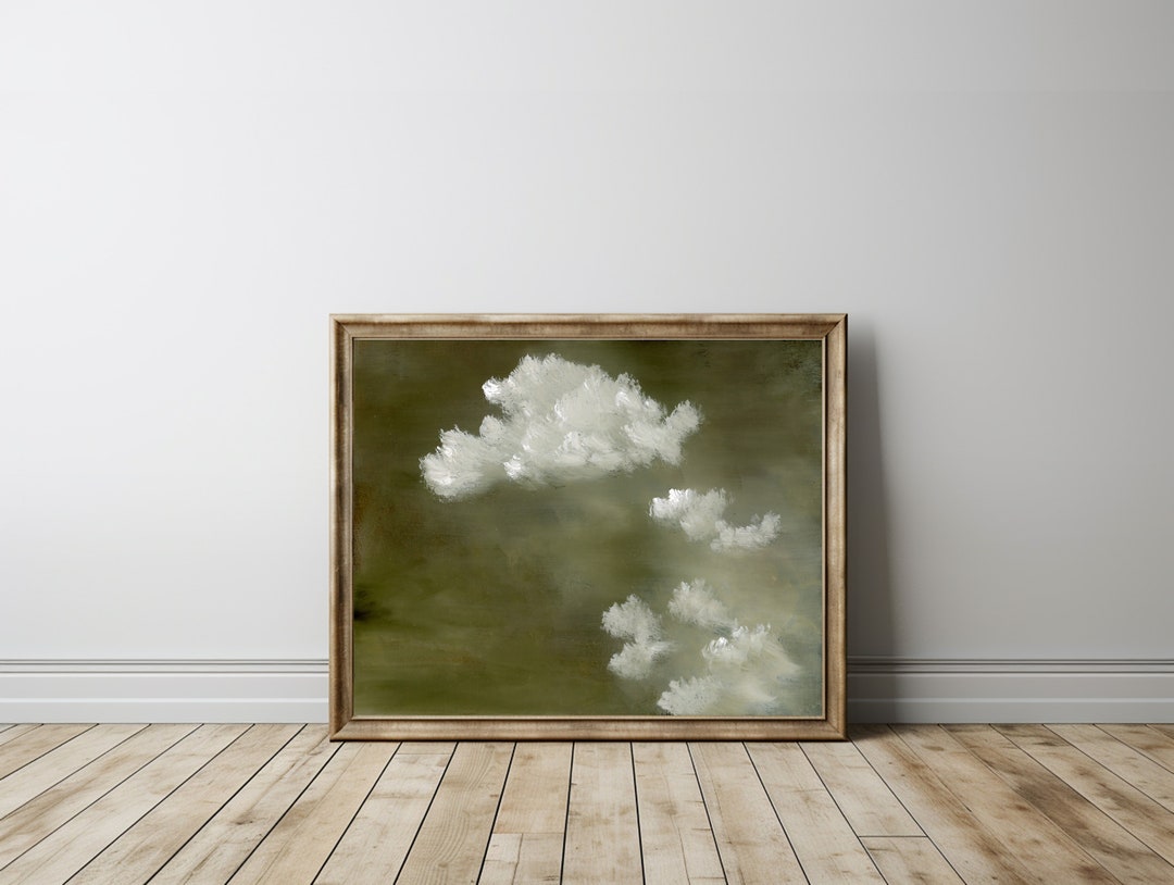 Cloud Art Print, Cloudscape, Landscape Painting, Cloud Picture, Green ...