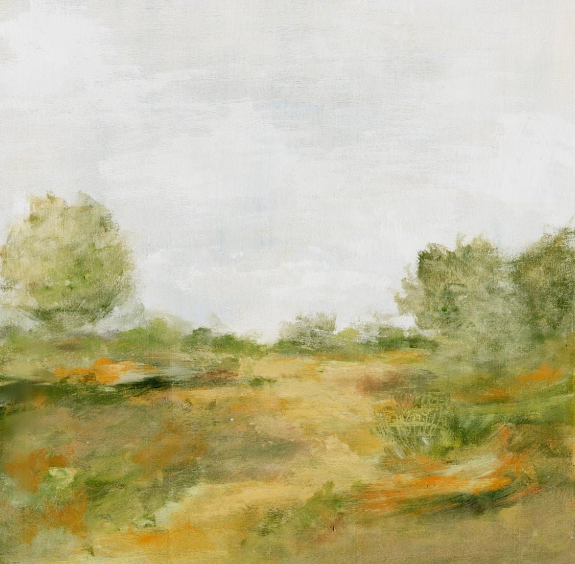 Pintura de paisaje neutro Paisaje silenciado Campo amarillo | Etsy