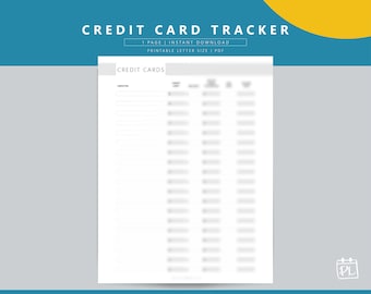 Credit Card Tracker - Etsy