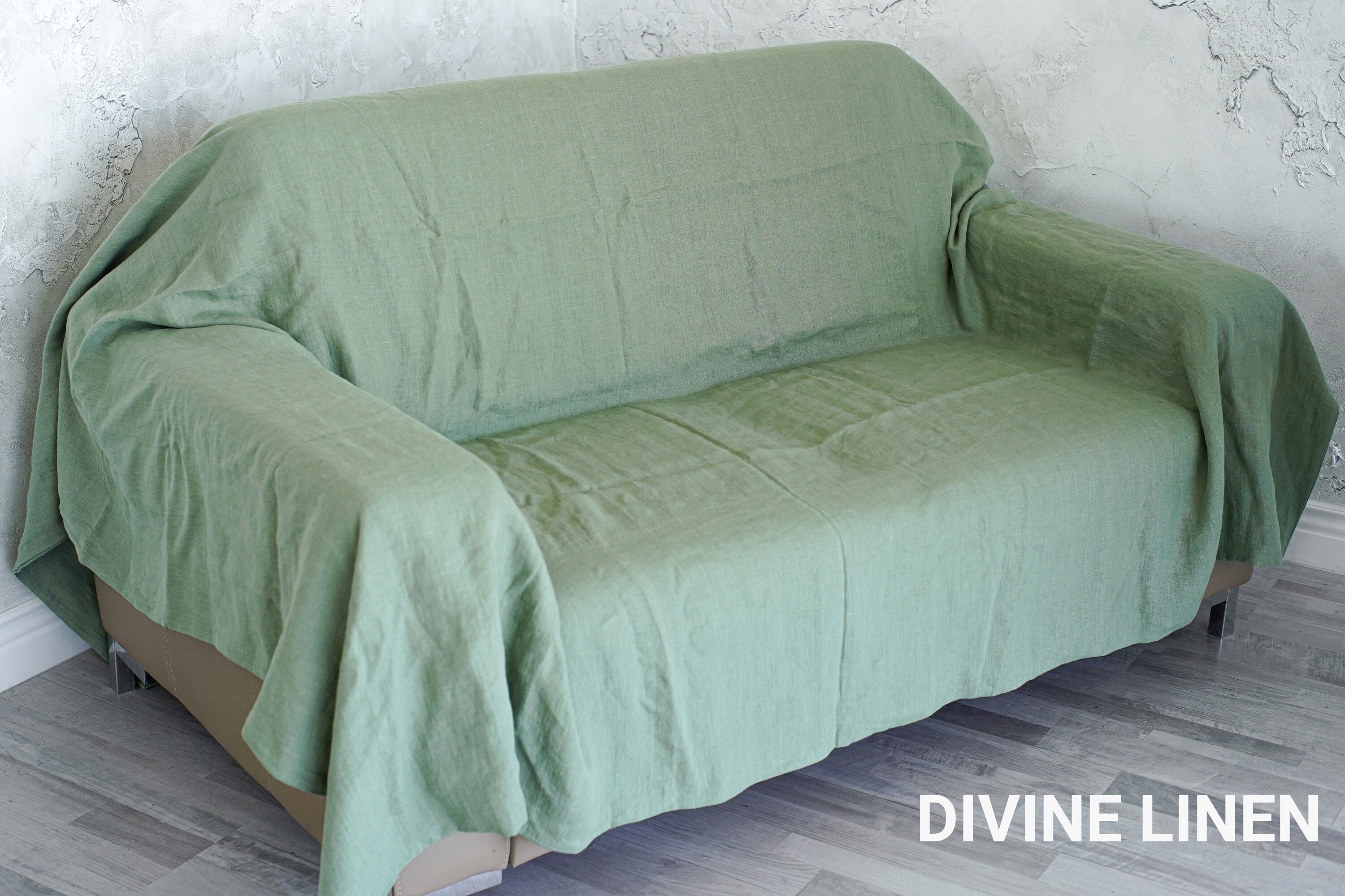 Sage Green Linen Couch Cover Linen Drop Cloth Couch Cover Linen Sofa ...