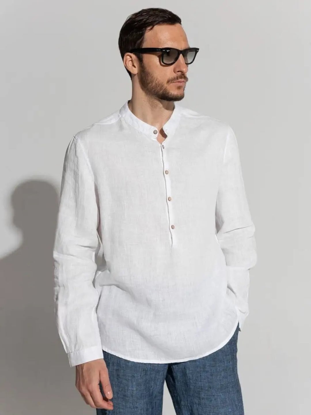 Linen Shirt, Classic Linen Shirt, Mens Shirt, Linen Long Sleeve Shirt ...