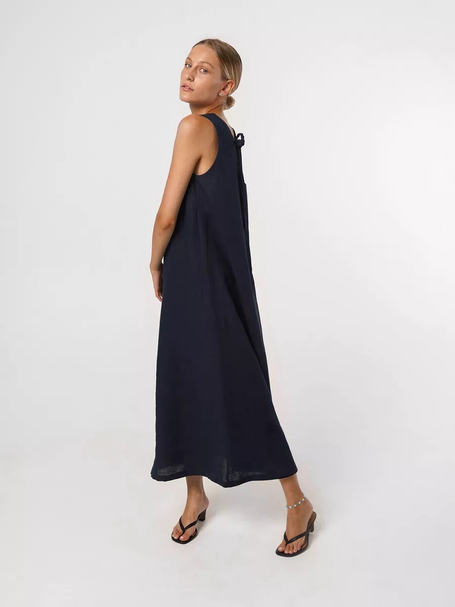 Linen Dress | Linen Backless Dresses | Long Linen Dress | Maxi ...
