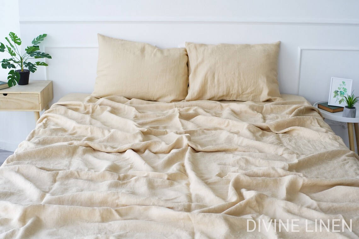 Sand Beige Linen Duvet Cover Duvet Cover King Queen - Etsy